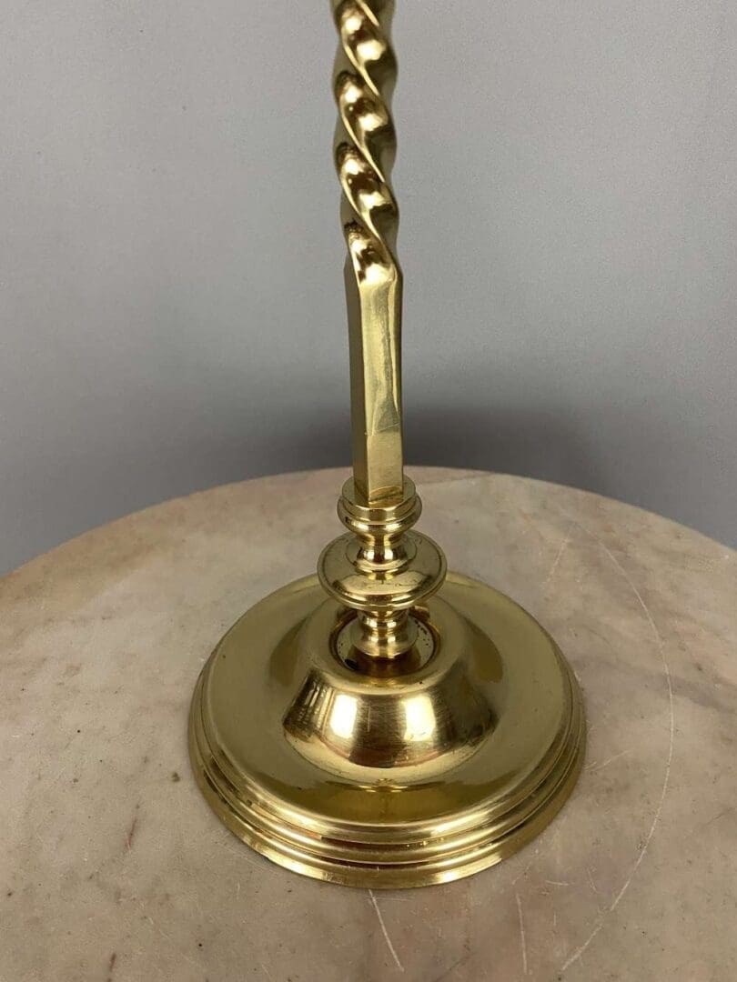 Brass twist stem lamp with white shade | Ashby Interiors