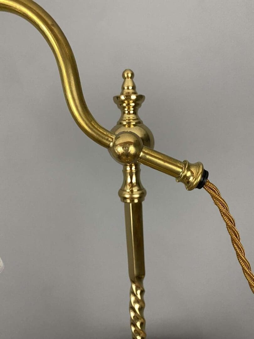 Brass twist stem lamp with white shade | Ashby Interiors