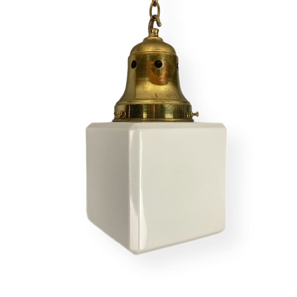 Flush Fitting Art Deco Opaline Cube Light | Ashby Lighting